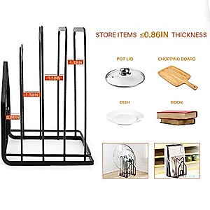 Pot Pan Lid Holder Rack kitchen Shelf Chopping Board Rack Cutting Board Rack Organizer Stand Holder Kitchen Countertop Drain Storage Shelf Bedroom Study Bookshelf Desk Organization (black)