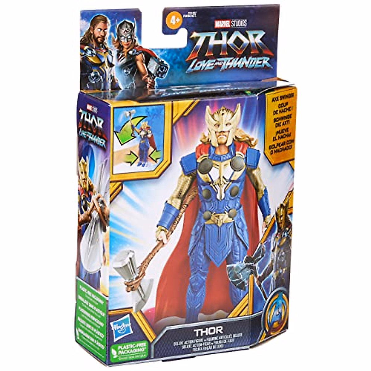 Marvel Studios' Thor: Love and Thunder Thor Toy, 6-Inch-Scale Deluxe Action Figure with Action Feature, Toys for Kids Ages 4 and Up