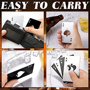 Poker Card Bottle Openers Stainless Steel Can Openers Beer Opener Ace Card Bottle Cap Openers Poker Cap Openers for Wedding Birthday Party Bridal Shower Table Tools Supplies (Silver, Black,24 Pieces)