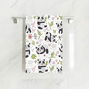 ALAZA Microfiber Gym Towel Cute Panda, Fast Drying Sports Fitness Sweat Facial Washcloth 15 x 30 inch