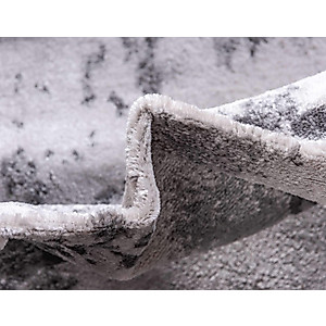 Unique Loom Metro Collection Transitional Abstract Cement Stone Area Rug, 5 ft x 8 ft, Light Gray/Ivory