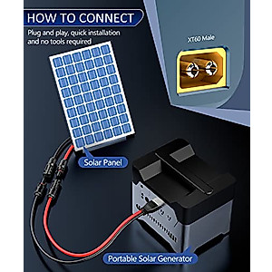 ELECTOP 10AWG Solar Connector to XT60 Adapter Connector Extension Cable, XT60 Plug Female Connector Solar Panel Connector Adapter Battery Charger Cable for Portable Power Station Solar Generator RV