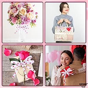 Love Red Ribbon for Valentines Day - 100 Yards, Red Heart Ribbon for Crafts, Red And White Ribbon With Hearts | Valentine Ribbons for Crafts | Romantic Decorations Special Night | Heart Curling Ribbon