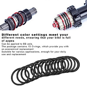 Bottom Bracket Spacer, 15pcs Bottom Bracket Gasket Washer, Aluminum Alloy Hub Washer Hub Spacer for Road Mountain Bike(Black)