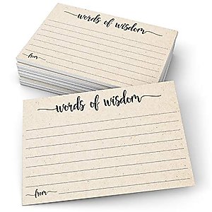 321Done Words of Wisdom Card (50 Cards) 4" x 6" - Blank Advice Cards for Wedding Bridal Shower Baby Shower Mr and Mrs Bride and Groom Graduation - Made in USA - Kraft Tan