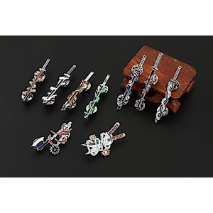 Anime Slayer Keychain Pin Set - Cartoon Figures 9 Hashiras Mini Katana Sword Key Chains Enamel Pin Jewelry Men Women (9 Hashiras Pins)