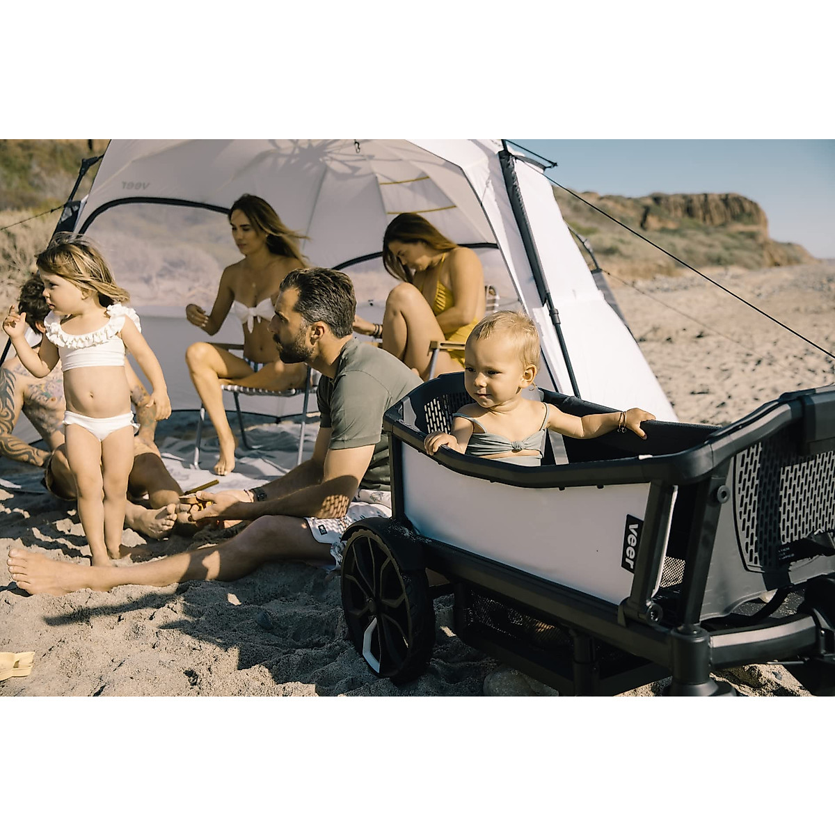 Veer Family Basecamp Recreational Pop-Up Tent | Premium Trail Rated Beach Tent or Camp Shelter for Adults and Kids | Water Resistant UPF50 Protective Coating | Portable with Easy Set Up and Take Down