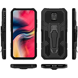 vvoo for Xiaomi Redmi Note 9s/9 Pro Case,with [2 Pack] Tempered Glass Screen Protector Military Grade Hybrid Heavy Duty Protection Built-in Fold Kickstand for Xiaomi Redmi Note 9s/ 9 Pro Case -Black