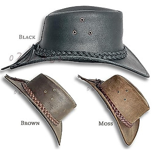 Oztrala Oiled Leather Hat Australian Outback Western Jacaru Cowboy WO HL11 US Brown