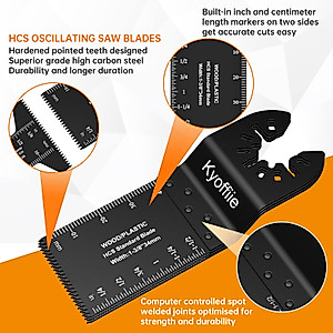 Kyoffiie 100Pcs Oscillating Saw Blades, Quick Release Multi Tool Blades Kits Universal Oscillating Tool Blades Wood Plastic Multitool Blades Compatible with Dewalt, Ryobi, Makita, Bosch, Craftsman