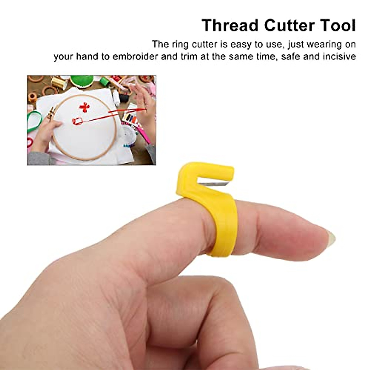 Agatige 10pcs Thread Cutter Rings, Ring Cutter Split Knife Plastic Thimble Sewing Rings Yarn Cutters Finger Ring Stitch Cutting Tools for Sewing, Knitting, Crafting