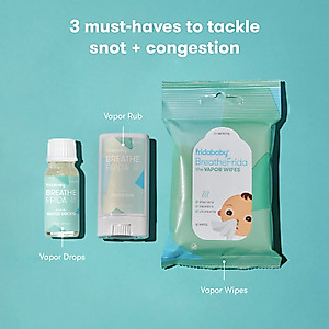 Breathe Easy Kit Sick Day Essentials by FridaBaby - Natural Vapor Wipes, Organic Vapor Rub + Organic Vapor Drops, White