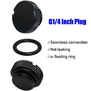 LUORNG 4PCS Plug Fitting with O-Ring for PC Water Cooling Systems, Computer Water-cooled Water Stop Plug-G1/4 Thread