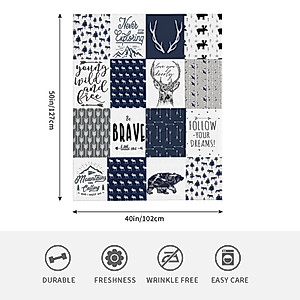 Socira Rustic Woodland Throw Blankets for Boys, Kids Moose Bear Adventure Fleece Blankets, Ultra Soft Warm Bed Blankets for Children, Fluffy Cozy Swaddling Receiving Blankets Gifts for Newborn Baby