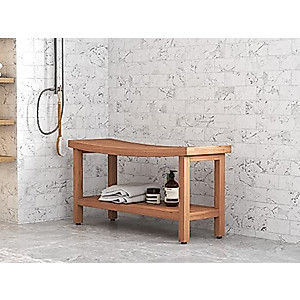AquaTeak Patented 36" Sumba Teak Shower Bench with Shelf