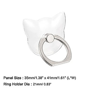 uxcell Transparent Phone Ring Holders, Clear Finger Grip Stand for Phone, Case, Tablet (Cat Shape), 4Pcs