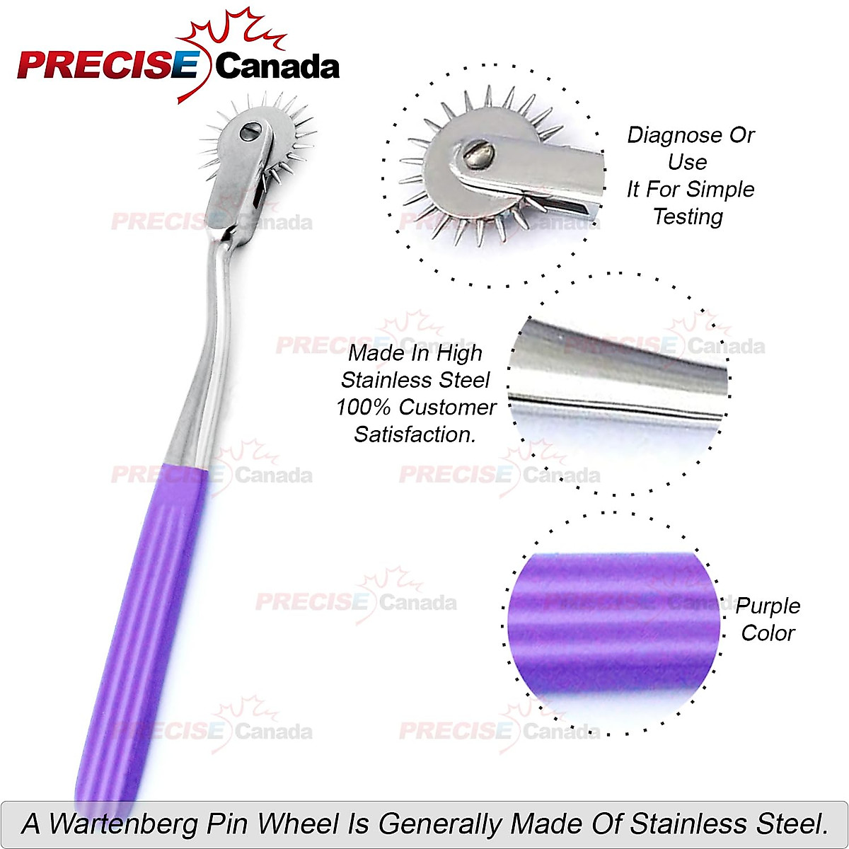 PC Rotating SPUR Purple WARTENBERG Pinwheel Chrome Plated