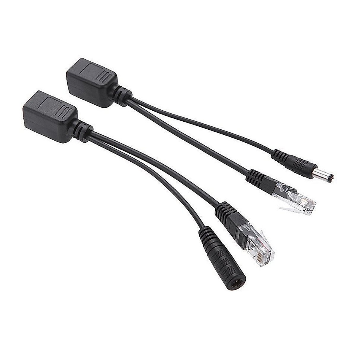 BeElion 4Pairs Passive PoE Injector and Splitter Kit with 5.5x2.1 mm DC Powerline Adapter Connector for IP Security Camera 10/100Mbps Network