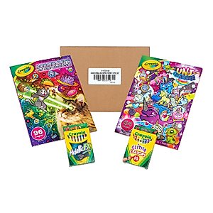Crayola Uni-Creatures & Cosmic Cats Coloring Book Set - 2 Pack (96pgs), Animal Sticker Sheet, Metallic Crayons & Glitter Crayons