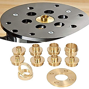 BTER Router Template Guide Set, 11pcs Solid Brass Template Guide Bushing Set, Portable Router Guide Bushing Kit with Carrying Case, Lock Nuts & Template Guide Adapter for Hinge Routing, Dovetailing
