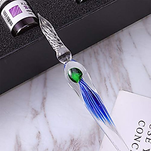 Holibanna Stocking Stuffers Christmas Gifts Christmas Gifts Stocking Stuffer Gifts Crystal Glass Dip Pen with Ink Sign Pen Calligraphy Pens Set Gift Boxed Gifts 1 Set Yule Gifts