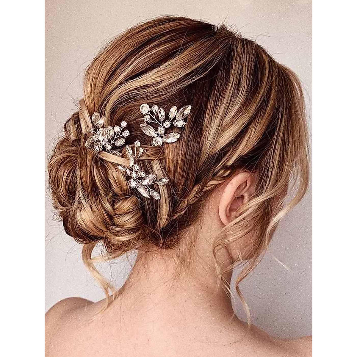 JAKAWIN Crystal Bride Wedding Hair Pins Silver Rhinestone Hair Piece Bridal Hair Jewelry Accessories for Women HP130 (Silver)