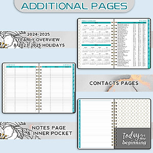 2024 Planner - January 2024 - December 2024, Weekly & Monthly Planner with Tabs, 6.3" x 8.4", Hardcover with Back Pocket + Thick Paper + Twin-Wire Binding - Gray