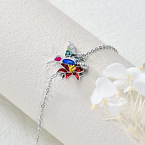 PEIMKO Hummingbird Bracelet Sterling Silver Cute Animal bird Bracelet Good Luck Bracelets Gift for Women