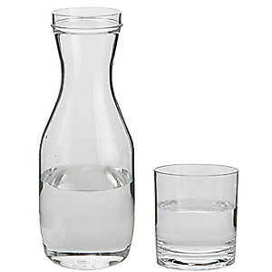 Lily's Home Bedside Night Water Carafe with Tumbler Glass, Easy Pour Spout for No-Mess Use in Bedroom, Bathroom, or Kitchen, Use Cup as Lid, Acrylic Break Resistant (16 Ounces)