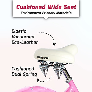 Tracer TAHA Beach Cruiser Bike for Women,26 Inch Wheels,Hi Ten Steel Frame,1 Speed,Coaster Brake,Hybrid Bike for Adults,Complete Cruiser Bikes,Pink