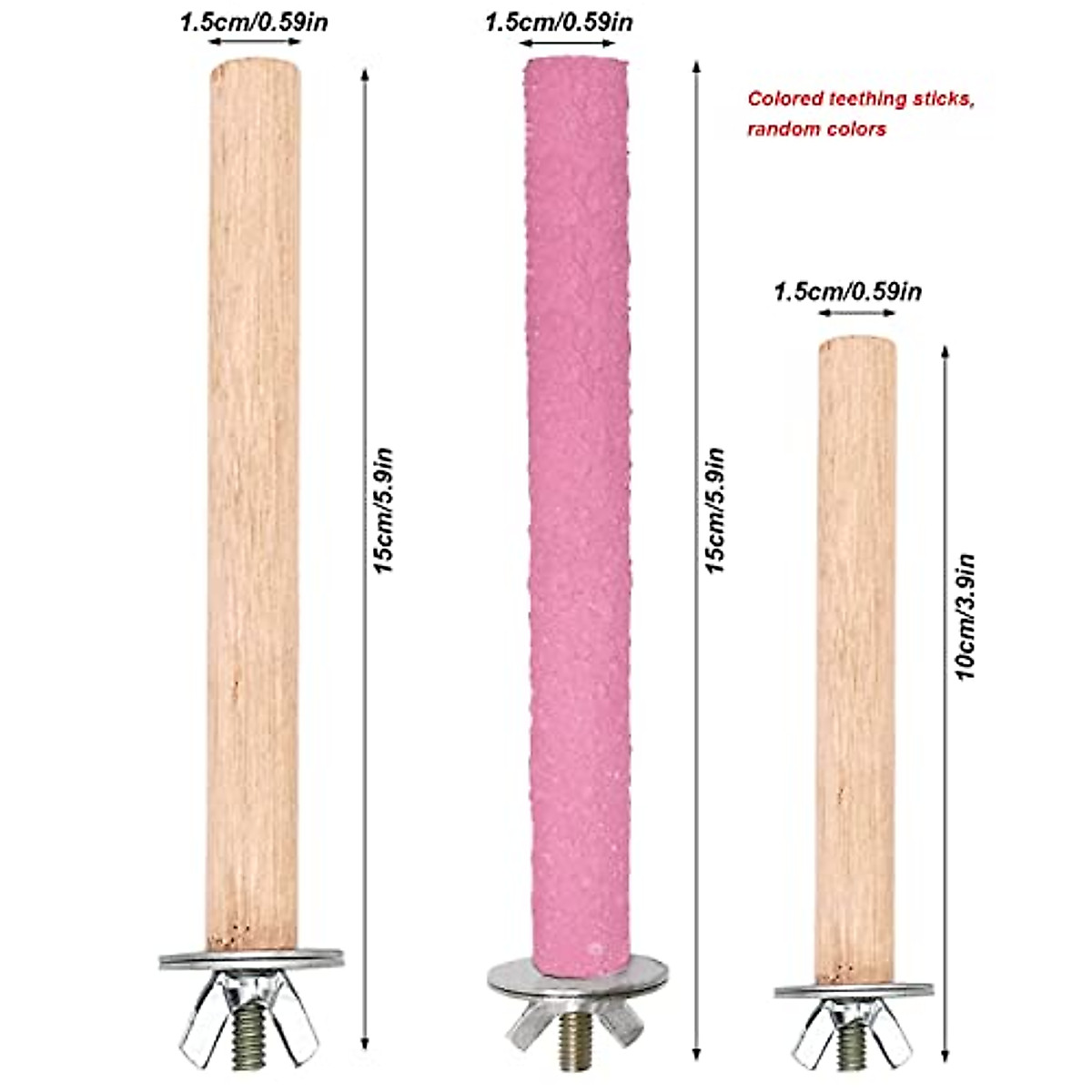 10 Pack Bird Perch, Bird Stand Set Bird Cage Accessories Natural Wood Toy Perch Parrot Toys Natural Branch Standing Stick for Budgies Love Birds Finches Small and Medium-Sized Bird Toys