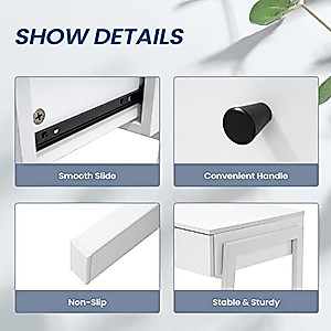 JOINHOM White Desk with 2 Drawers, Home Office Studying Working Desk, Makeup Vanity Table Desk for Bedroom