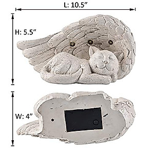 LEWIS&WAYNE Cat Pet Memorial Stones Gifts Ornament, Pet Loss Sympathy Remembrance Gifts with Solar Light Grave Markers Cat Statue Garden Decor Outdoor