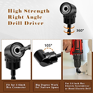 Anglekai 18PCS Bit Holder Cool Gadgets, 11PCS Drill Bit Holder Keychain/ 3PCS Impact Drill Bit Sockets Adapter/ 3PCS 1/4’’ Quick Hex Shank/ 105°Right Angle Drill Driver 1/4’’Hex Shank Screwdriver Bit