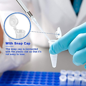 zoomto 2ml Microcentrifuge Tubes 1000PCS,Centrifuge Tubes with Attached Lid,Clear Round Micro Centrifuge Small Sample Bottle Vials Container for Lab,Plastic Lab Snap Tubes,[2ml, 2 Bag Packs,1000PCS]