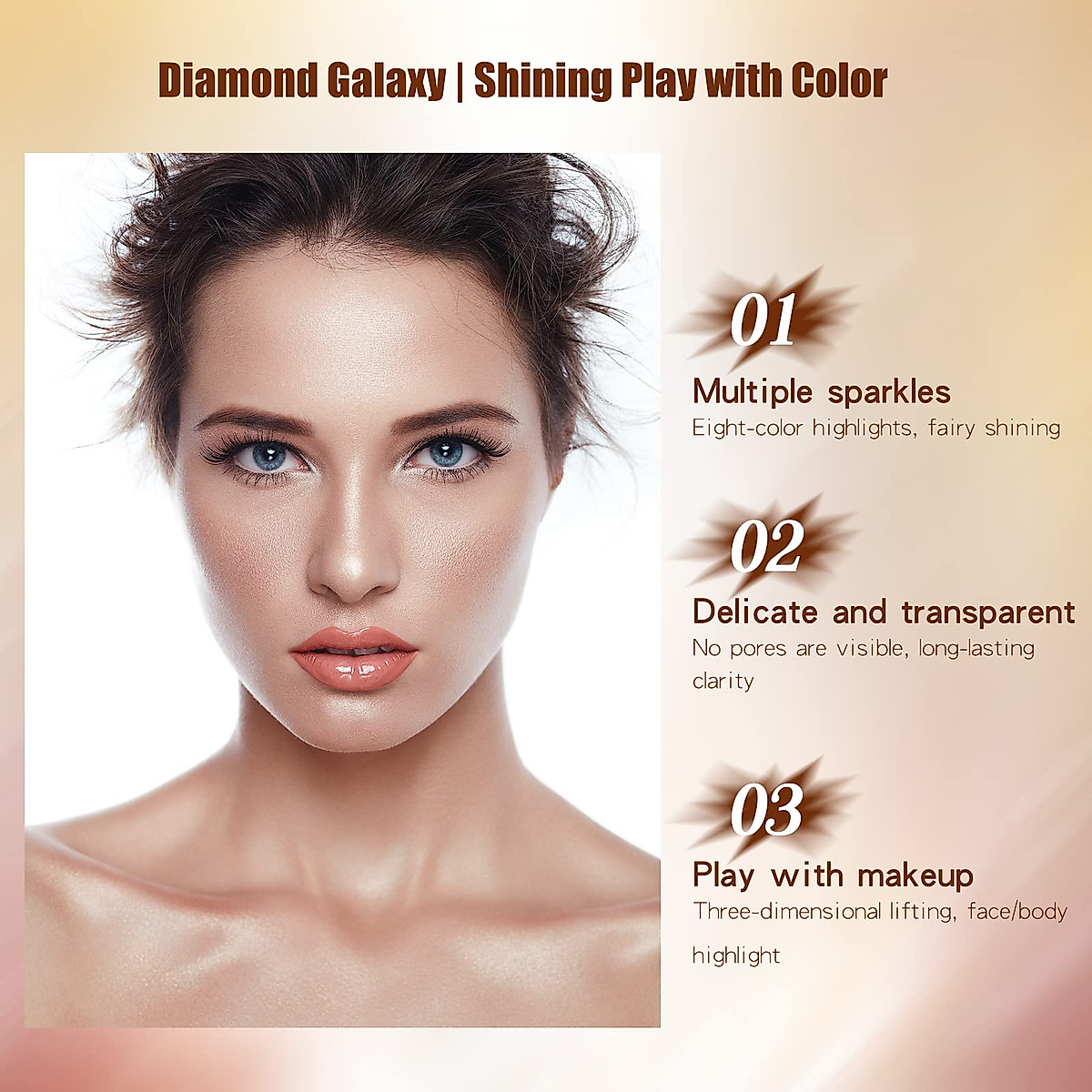 Beteligir 8 Color Highlighter Powder Palette, Facial Bronzers Illuminator Palette Highlighter, Long Lasting Brilliant Lighten Skin Color Face Make Up Palette Set (01)