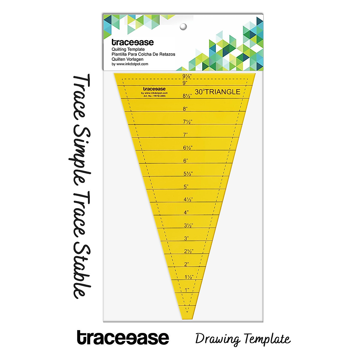 Traceease Trace Simple Trace Stable, 30 Degree Triangle Quilting Ruler and Quilting Template, All Purpose Acrylic Tool for DIY Design Shaped Angular Stencils, 13.9 cmx 22.8 cm