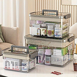 Generic Large Capacity Medicine Storage Box, Medicine Box with Portable Handle, Durable, Multi-layered Plastic Pill Organizer, for Household, Travel & Office Use, Z240511