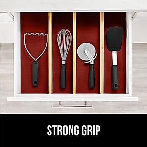 GORILLA GRIP DuraGuard Shelf Liner, Non-Adhesive Cabinet Liners for Kitchen Drawers, Shelves, Refrigerator, Pantry Storage, Bathroom Closet, Durable Waterproof BPA Free Ribbed Plastic, 12x10 Dark Red