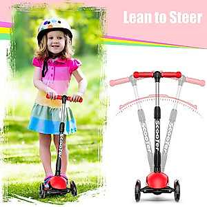 Banne Scooter Height Adjustable Lean to Steer Flashing PU Wheels 3 Wheel Kick Scooters for Kids Boys Girls