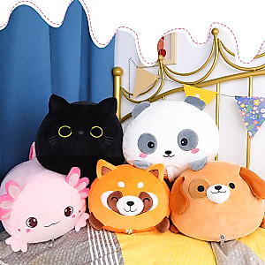 Alayger Plush Axolotl Pillow Mommy Stuffed Animal with 4 Babies Axolotls Plushies, Super Soft Kawaii Hugging Pillow Toy Gifts for Kids Bedding