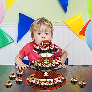 Sports Theme Party Cupcake Stand Decorations, 3 Tier Sports Theme Party Cupcake Tower Basketball Football Baseball Soccer Birthday Party Table Decor
