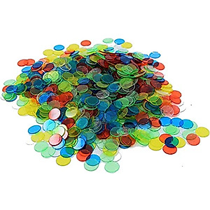 Regal Bingo Plastic Bingo Chips 1000 Pcs - Clear Transparent Counters Game Chips Set for Board Game - Fun Family Bingo Night - 3/4 Inch Assorted Colors - 5 Packs