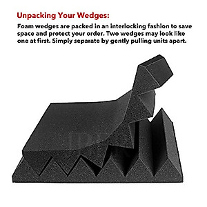 JBER Acoustic Panels Studio Foam Wedges Fireproof Soundproof Padding Wall Panels 2" X 12" X 12" (24 Pack Wedge 2" - Charcoal)