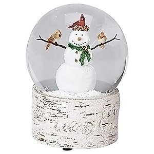 Snowman with Cardinal Friends 6 Inch Resin Musical Snowglobe Plays Holly Jolly Christmas