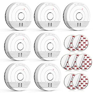 Jemay 7 Pack Smoke Detector, Fire Alarm Battery Powered, Smoke Alarm with Enhanced Photoelectric Sensor, Smoke Detectors with LED Indicator & Silence Button, Fire Detector Include Magnets and Screws