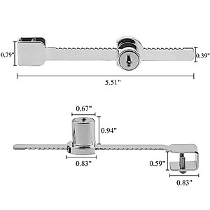 TOVOT 2 Pack Sliding Glass Door Locks Display Case with Chrome, Lock Ratchet Lock Showcase Display-Keyed Different