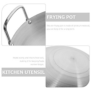 DOITOOL Kitchen Cookwear Stainless Steel Wok, 10.23 Inch Non- stick Frying Pan Dual Handle Wok Kitchen Cookware Carbon Steel Skillet