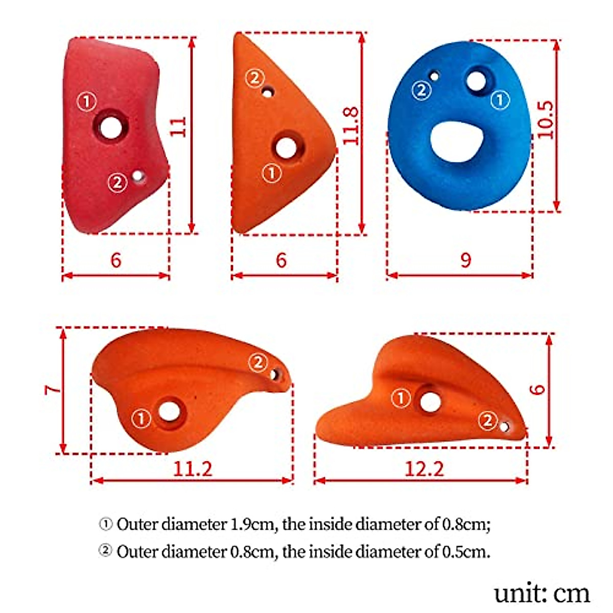 Milageto 5 Pieces Rock Climbing Holds, Playground Accessories, Rock Wall Holds for Outdoor Indoor, Climbing Rocks, Medium