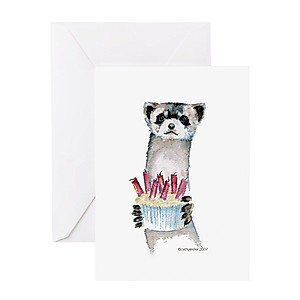 CafePress Birthday Ferret Folded Greeting Card Matte